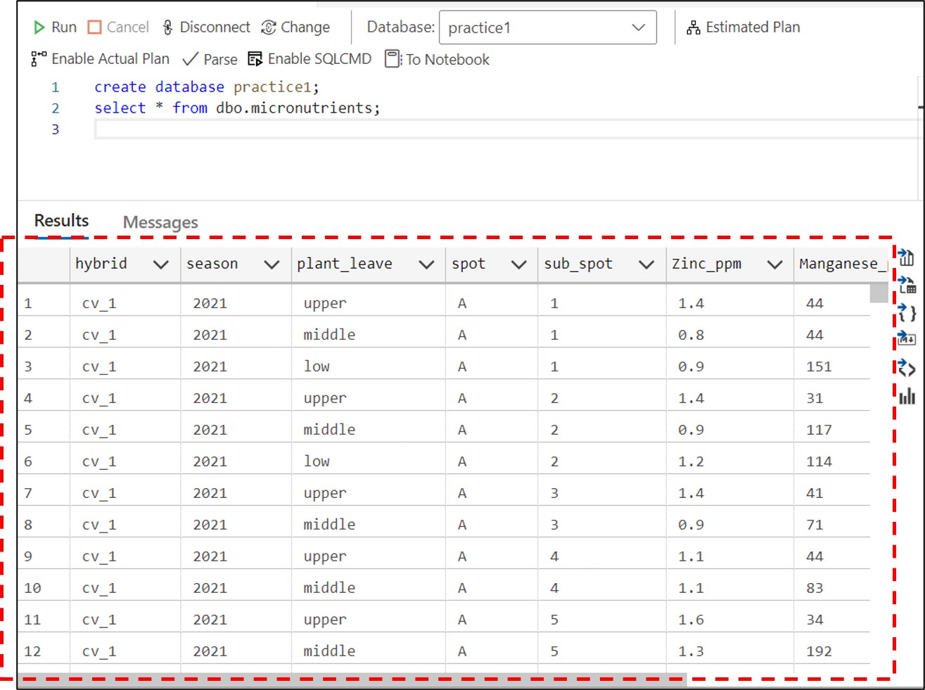 Azure SQL Code: Summary - Agronomy4future